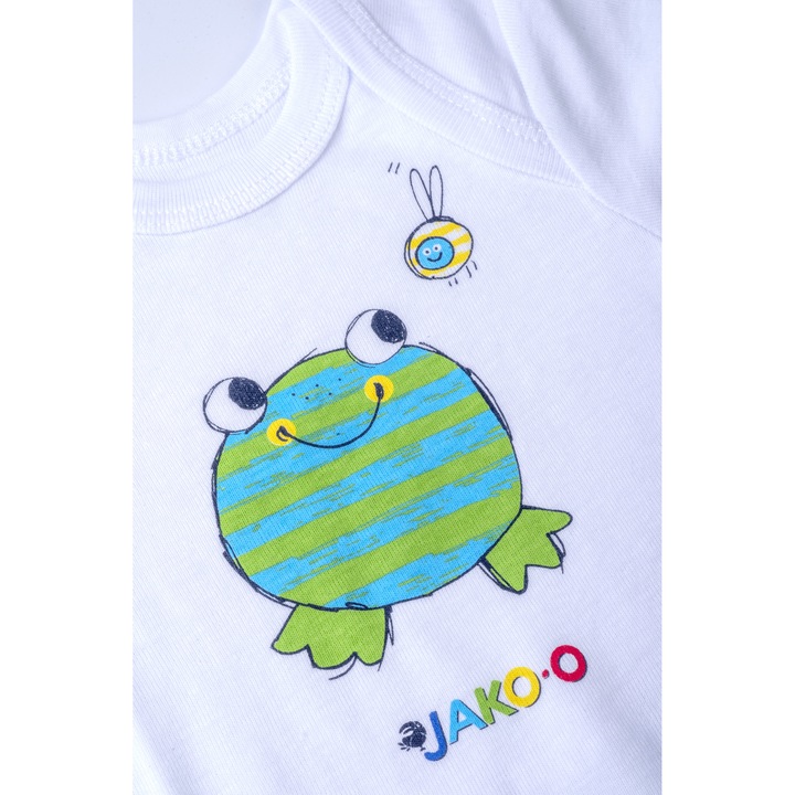 Body bebe alb cu maneca scurta, model cu broscuta Nr 68-74 - eMAG.ro