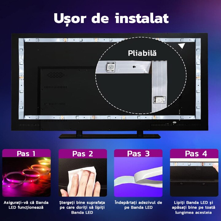 Kit Banda LED RGB, HYT ®, Cu Telecomanda 24 De Taste Si Transformator ...