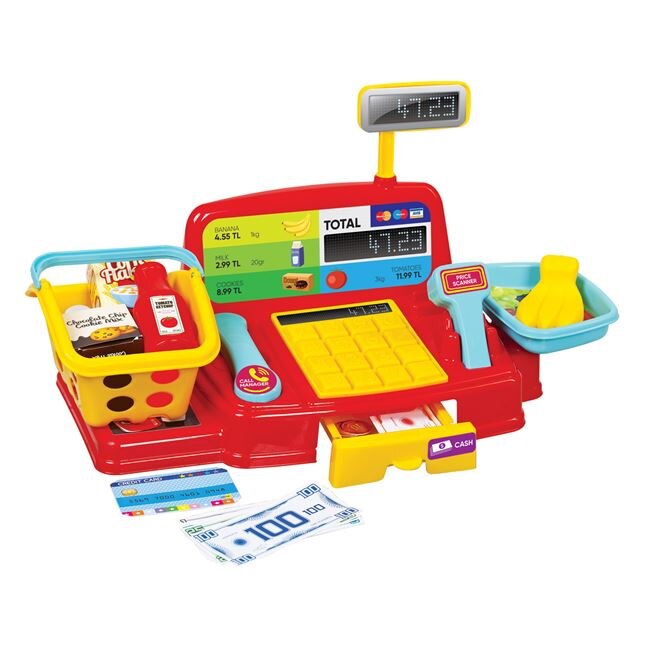 Jucarie Casa de marcat, scaner, telefon, cos cu alimente, cantar ...