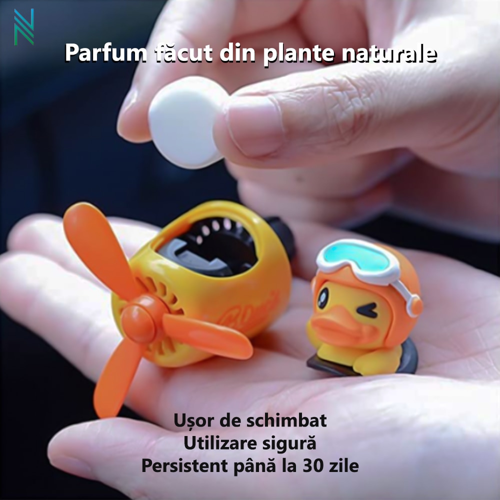 Difuzor auto aromaterapie Nimox® Car Yellow Duck Pilot, Kit Odorizant ...