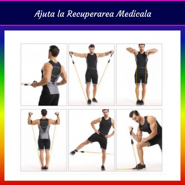 Set Oxee 5 Corzi Elastice de Rezistenta din Latex, extensibile, ajuta ...