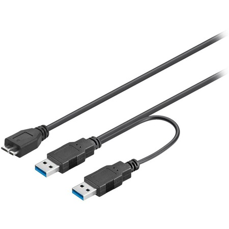 Cablu USB 3.0, Goobay, PVC, USB Micro B Tata - 2 x USB A Tata, 0.3 m ...