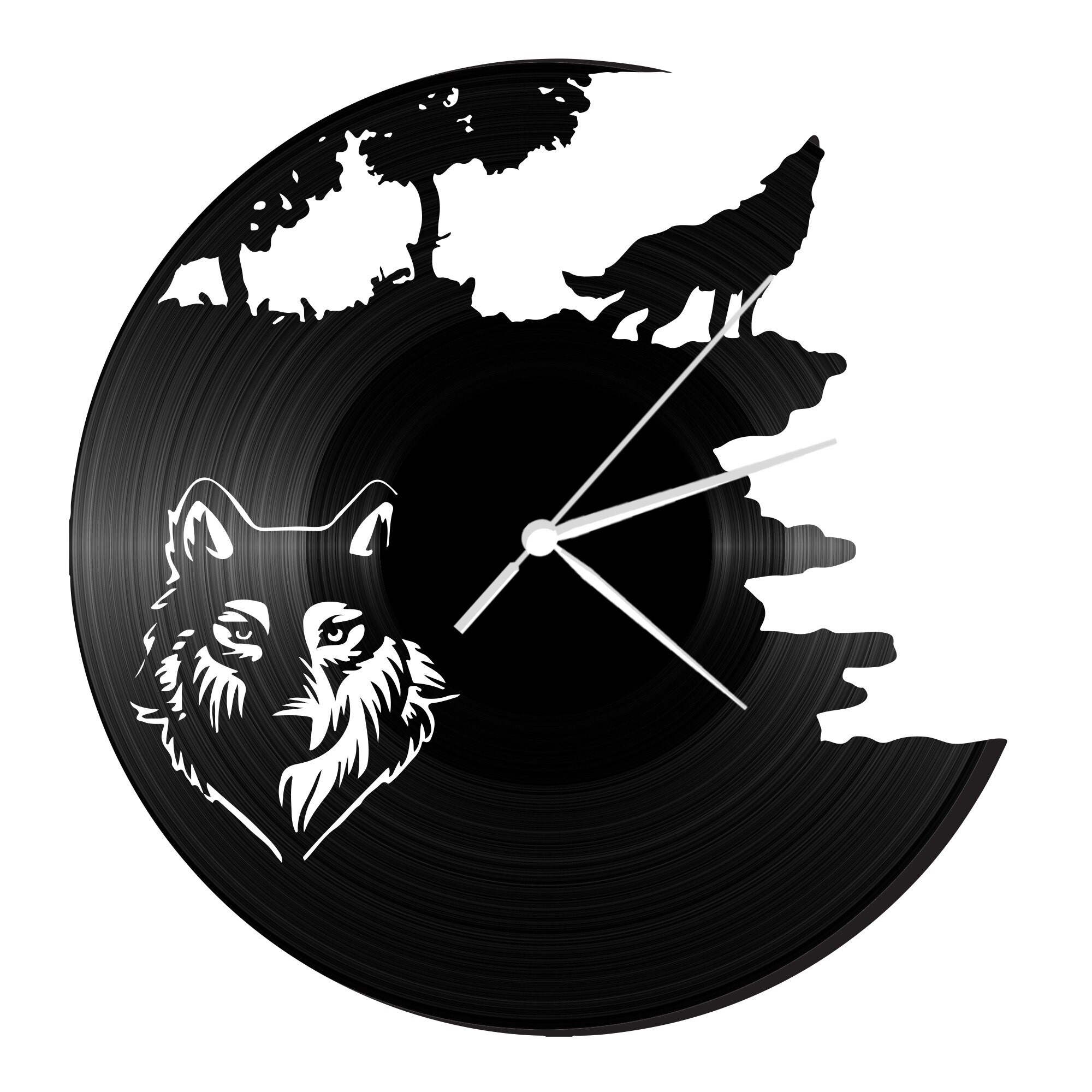 Ceas de perete, Feliorak, Disc vinil, Model- Lup, Negru - eMAG.ro