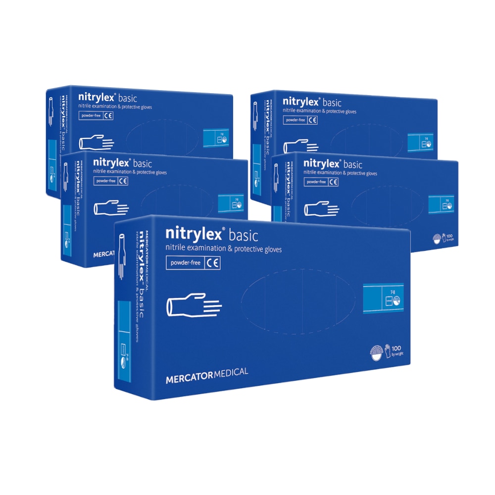 Set 500 buc Manusi de unica folosinta, Mercator, nitril, albastre, M ...