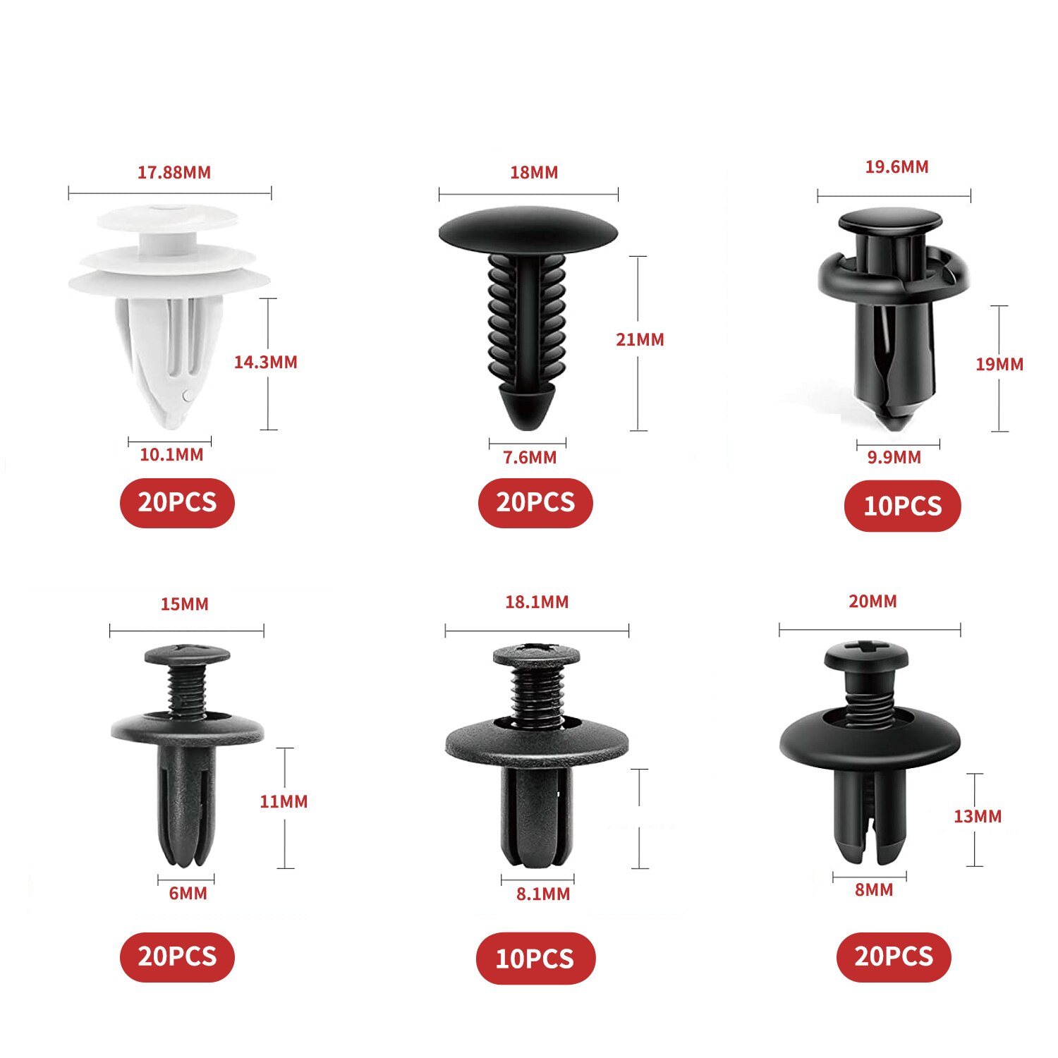 Set 100 cleme retinere auto, McFourts, Marimi difertie, Alb/Negru - eMAG.ro