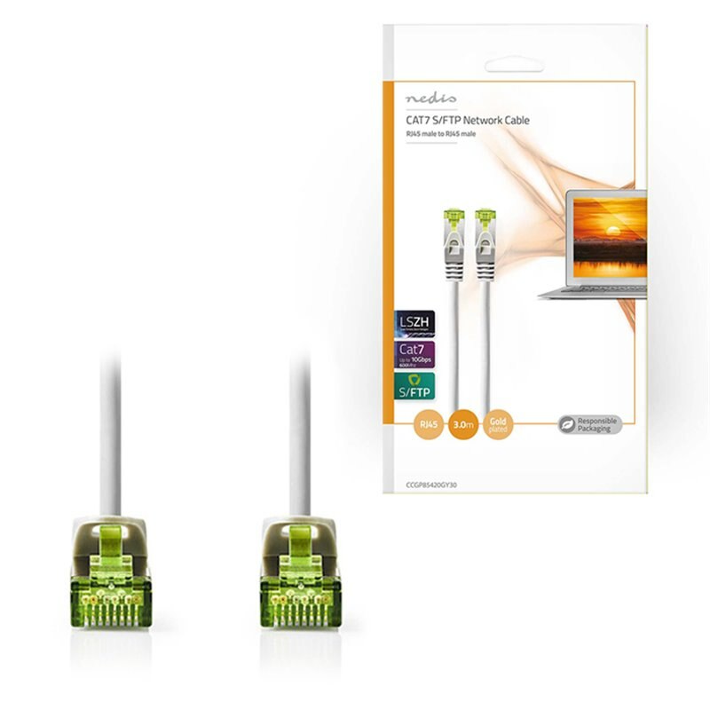 Cablu de retea NEDIS, CAT7, RJ45 tata, 3m, Gri - eMAG.ro