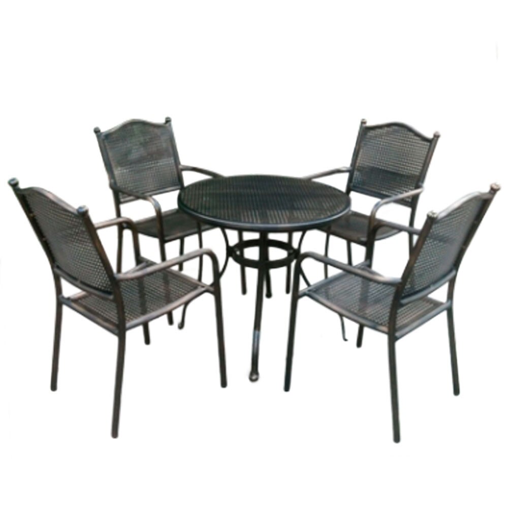 Set mobila terasa aluminiu masa rotunda 80cm si 4 scaune coloare bronz ...