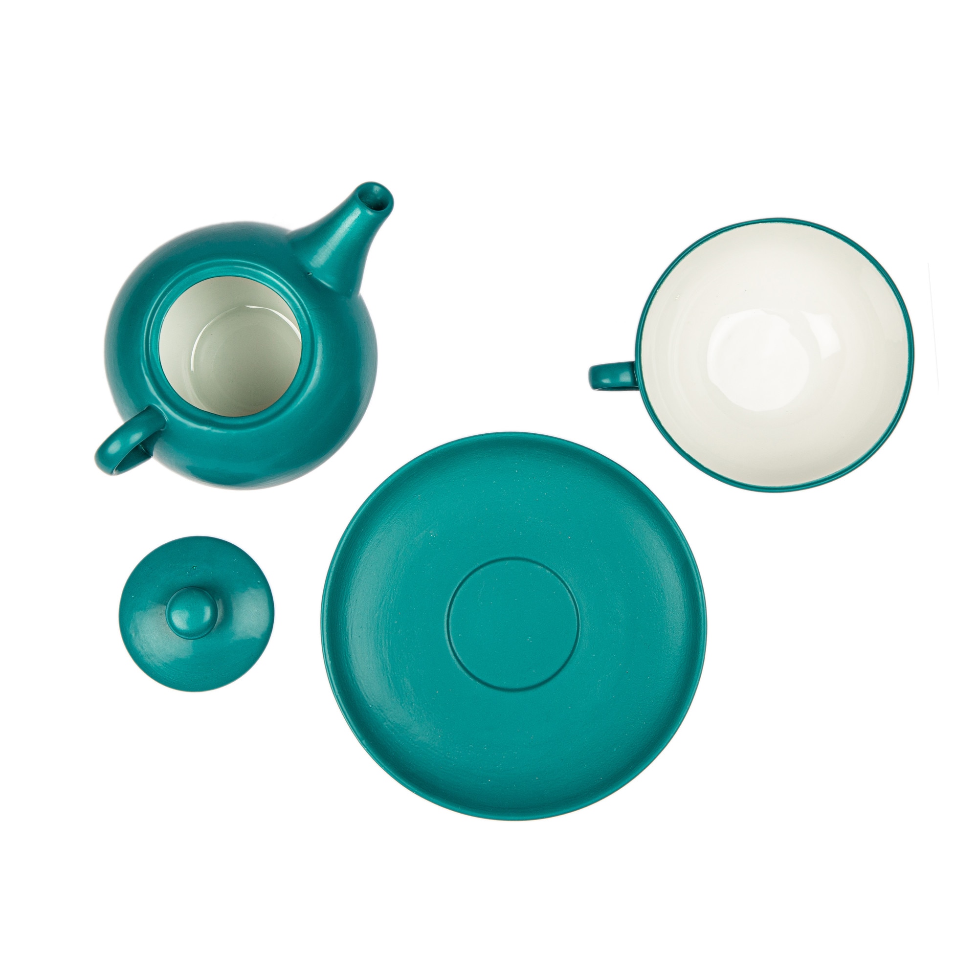 Ceainic cu capac, ceasca si farfurie din portelan verde 750ml - eMAG.ro