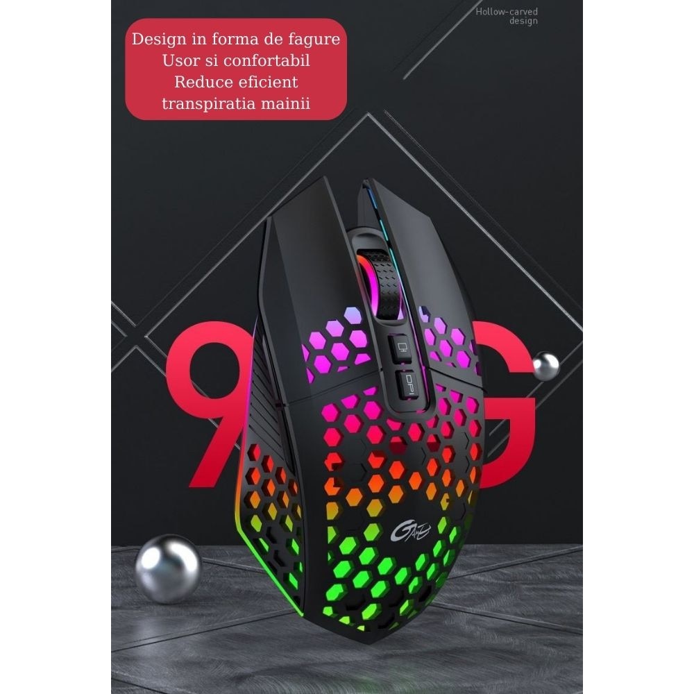 Mouse pentru gaming, Wireless, iluminare RGB, 7 butoane de joc ...