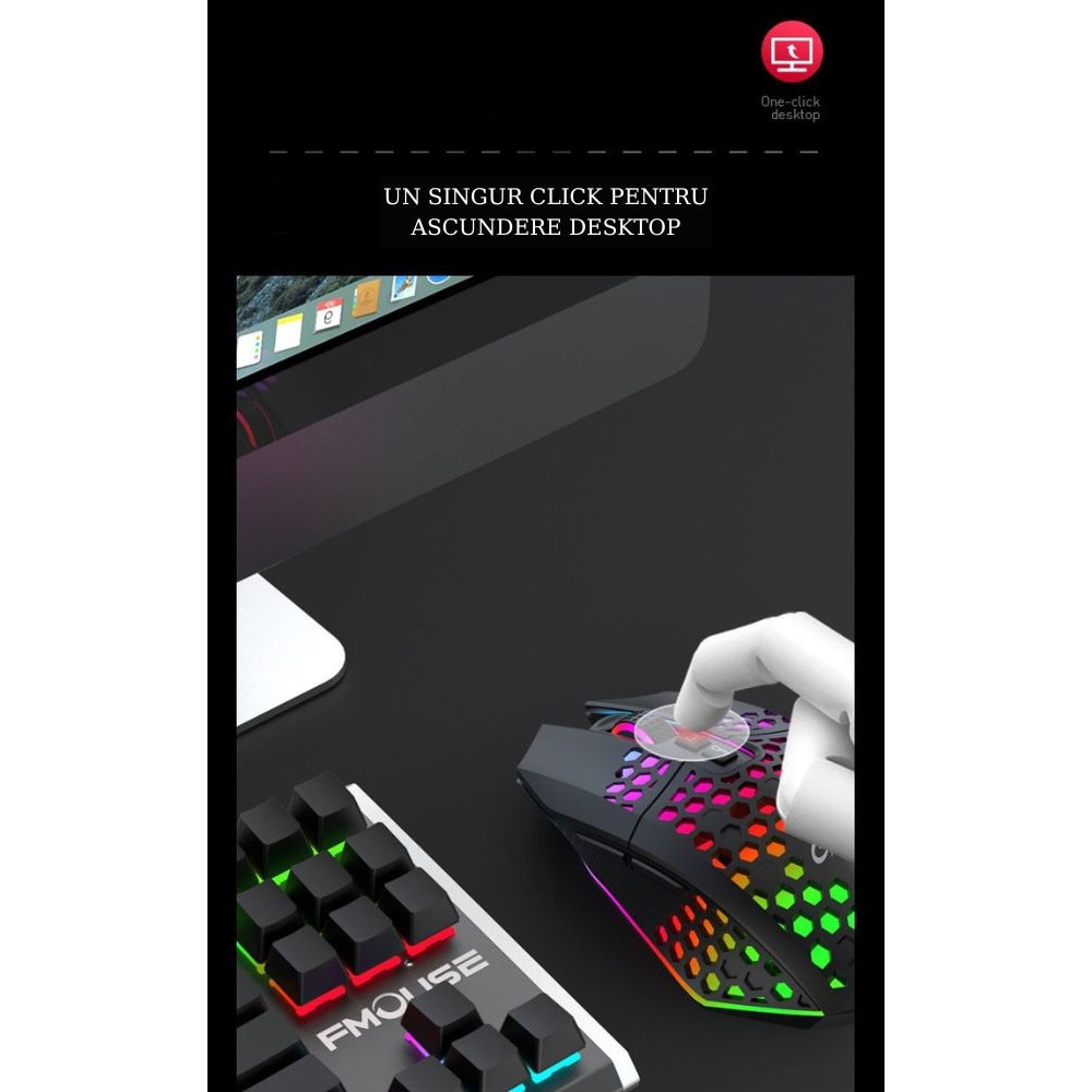 Mouse pentru gaming, Wireless, iluminare RGB, 7 butoane de joc ...
