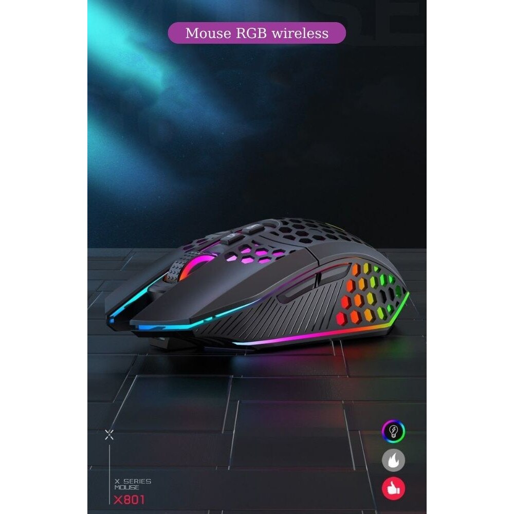 Mouse pentru gaming, Wireless, iluminare RGB, 7 butoane de joc ...