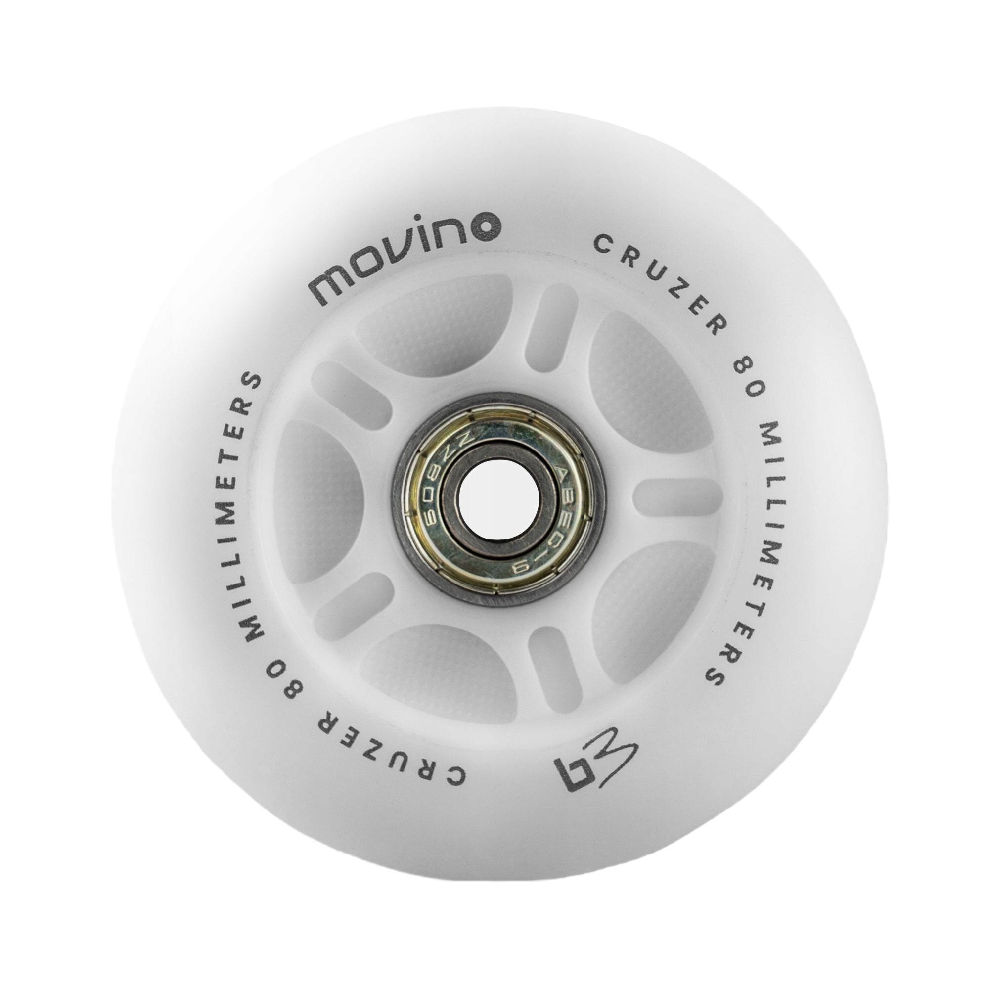 Set 4 roti cu LED pentru role Cruzer B3, Movino, Poliuretan, 80 mm, Alb ...