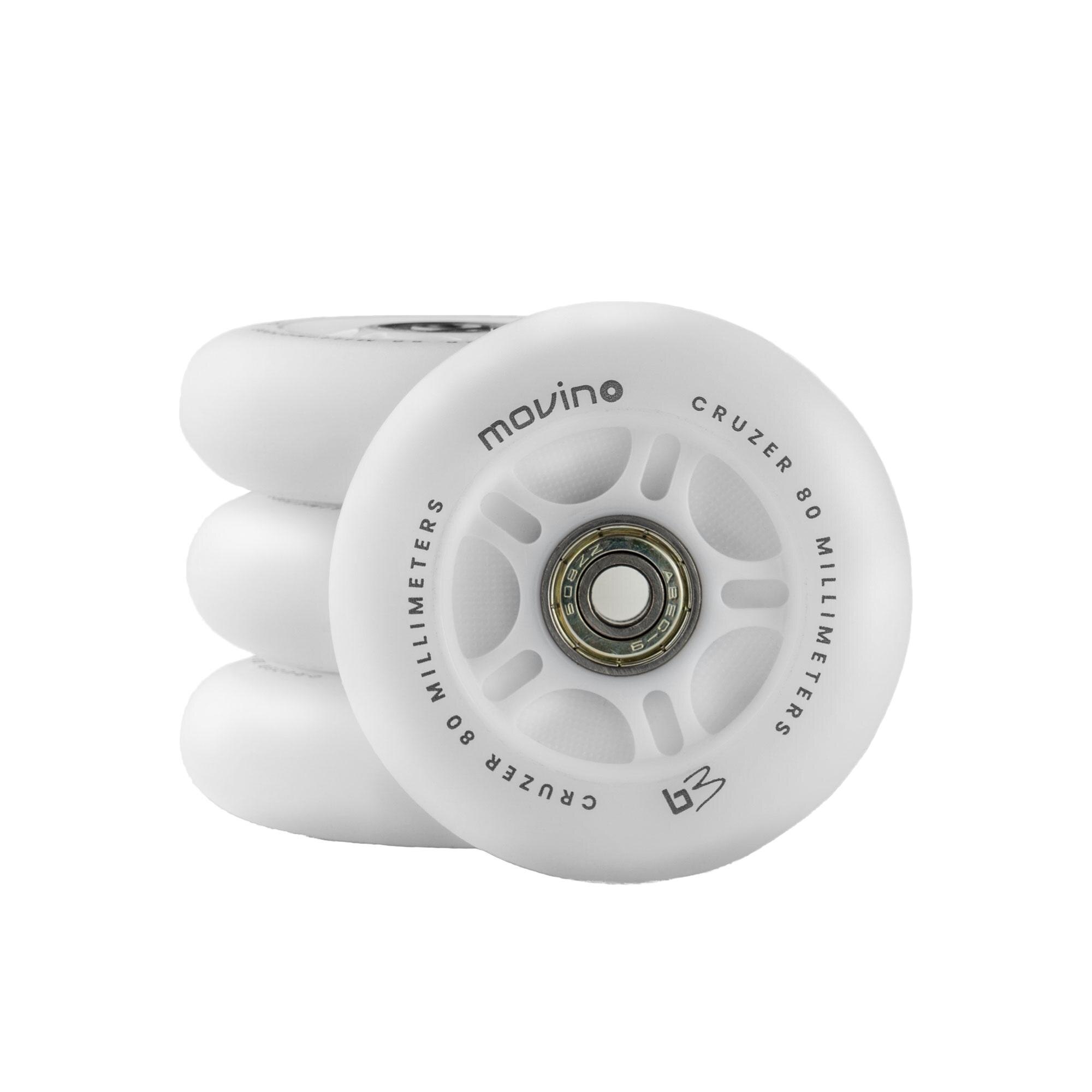 Set 4 roti cu LED pentru role Cruzer B3, Movino, Poliuretan, 80 mm, Alb ...