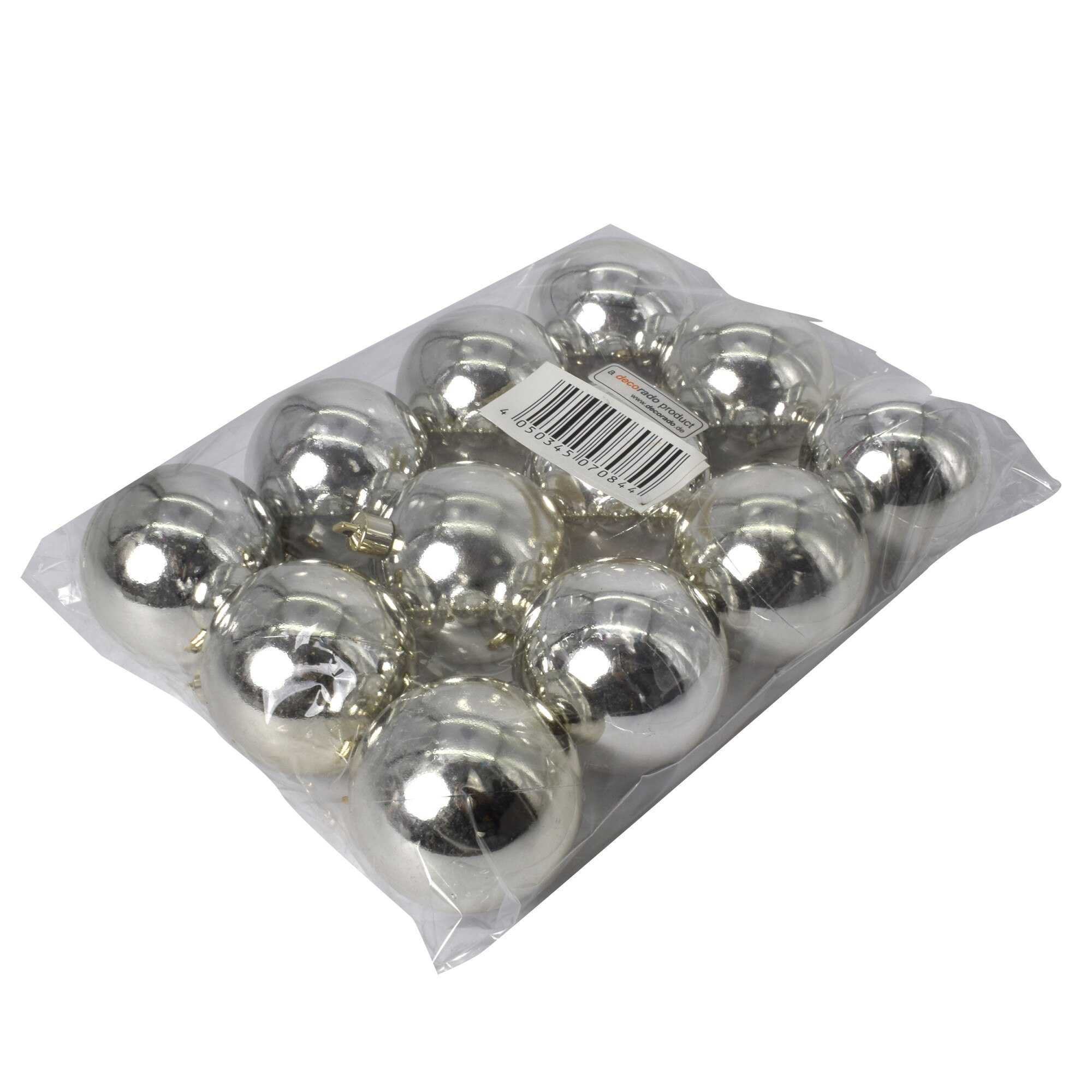 Комплект 12 стъклени коледни топки 6см сребристи 57733 - eMAG.bg