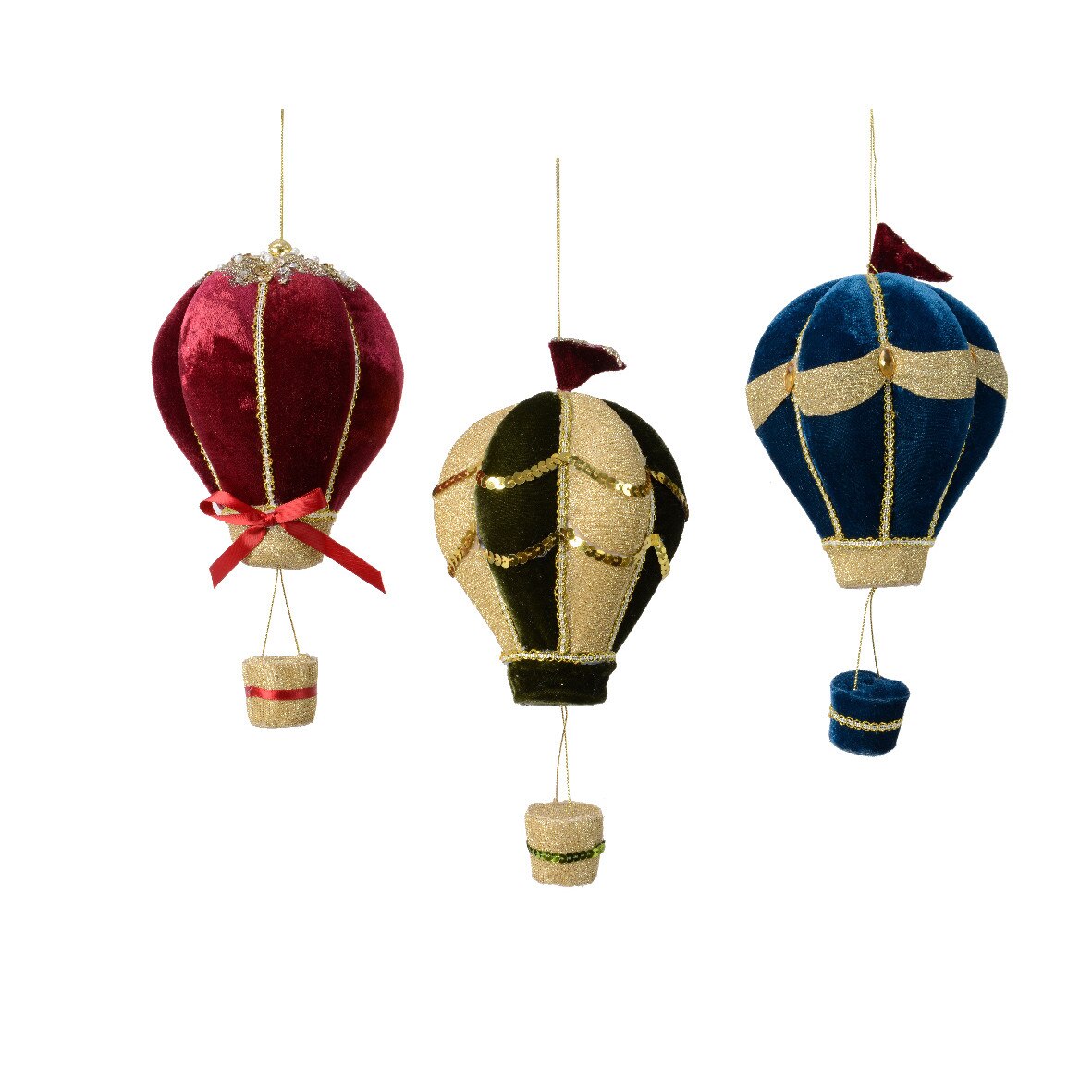 Glob Craciun 3 culori asortate, balon zburator catifea, D12cm/H23cm ...