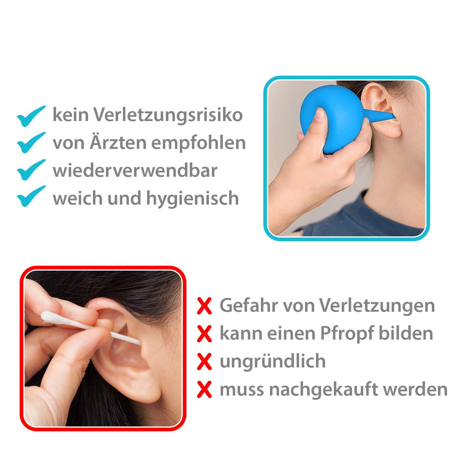 Dispozitiv indepartare ceara urechie, Silicon, 75ml, Albastru - eMAG.ro