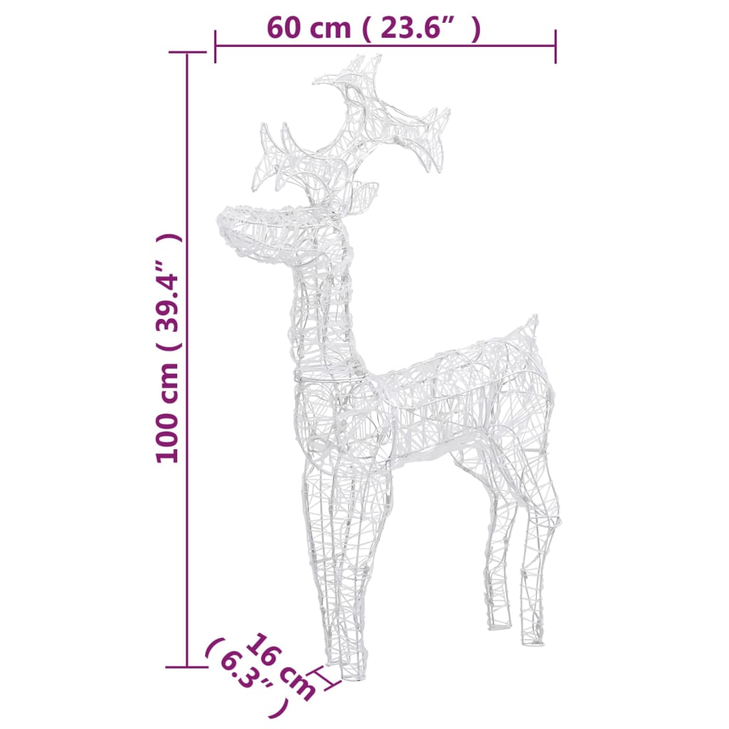Set decoratiuni reni de Craciun vidaXL, 60x16x100 cm, acril, 2 piese ...