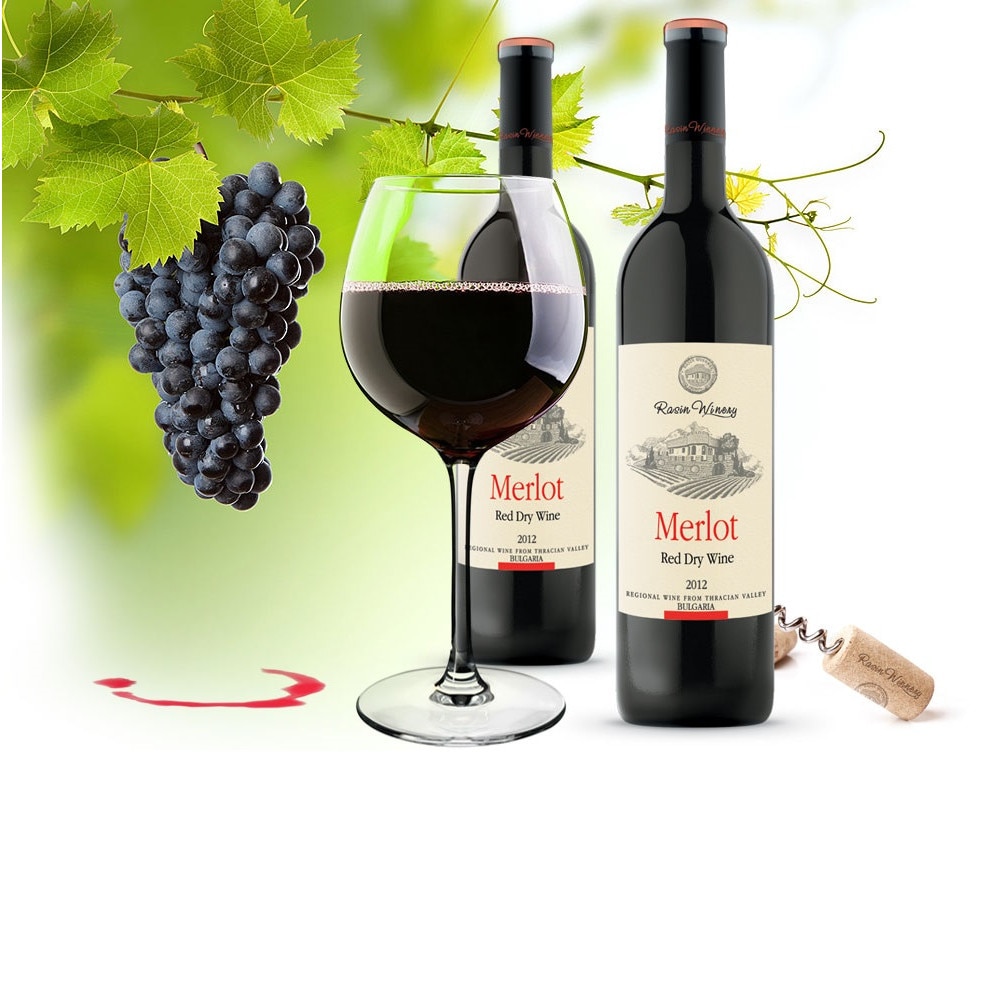 Червено вино Rasin Winery, Мерло, 0.750л - eMAG.bg