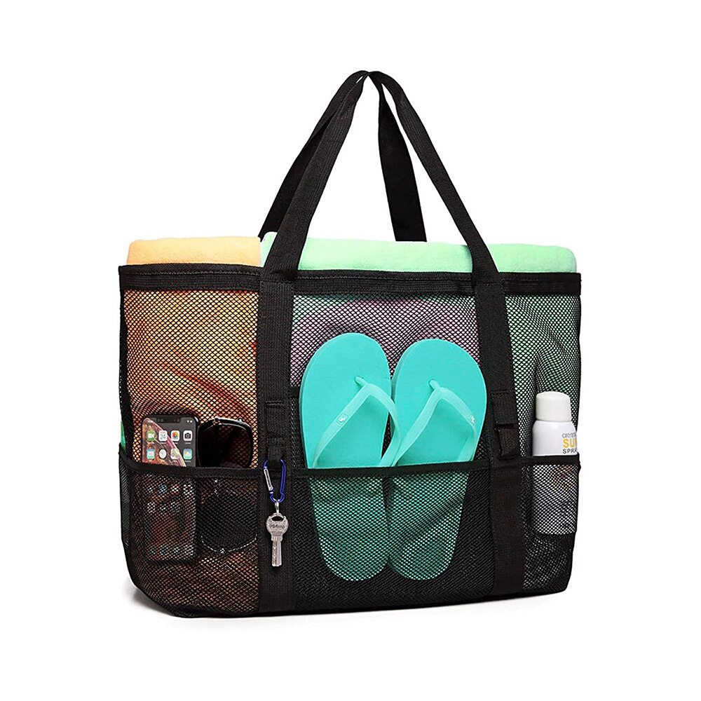 Geanta de plaja cu multiple compartimente, Timburly, Negru, 45x40x20cm ...