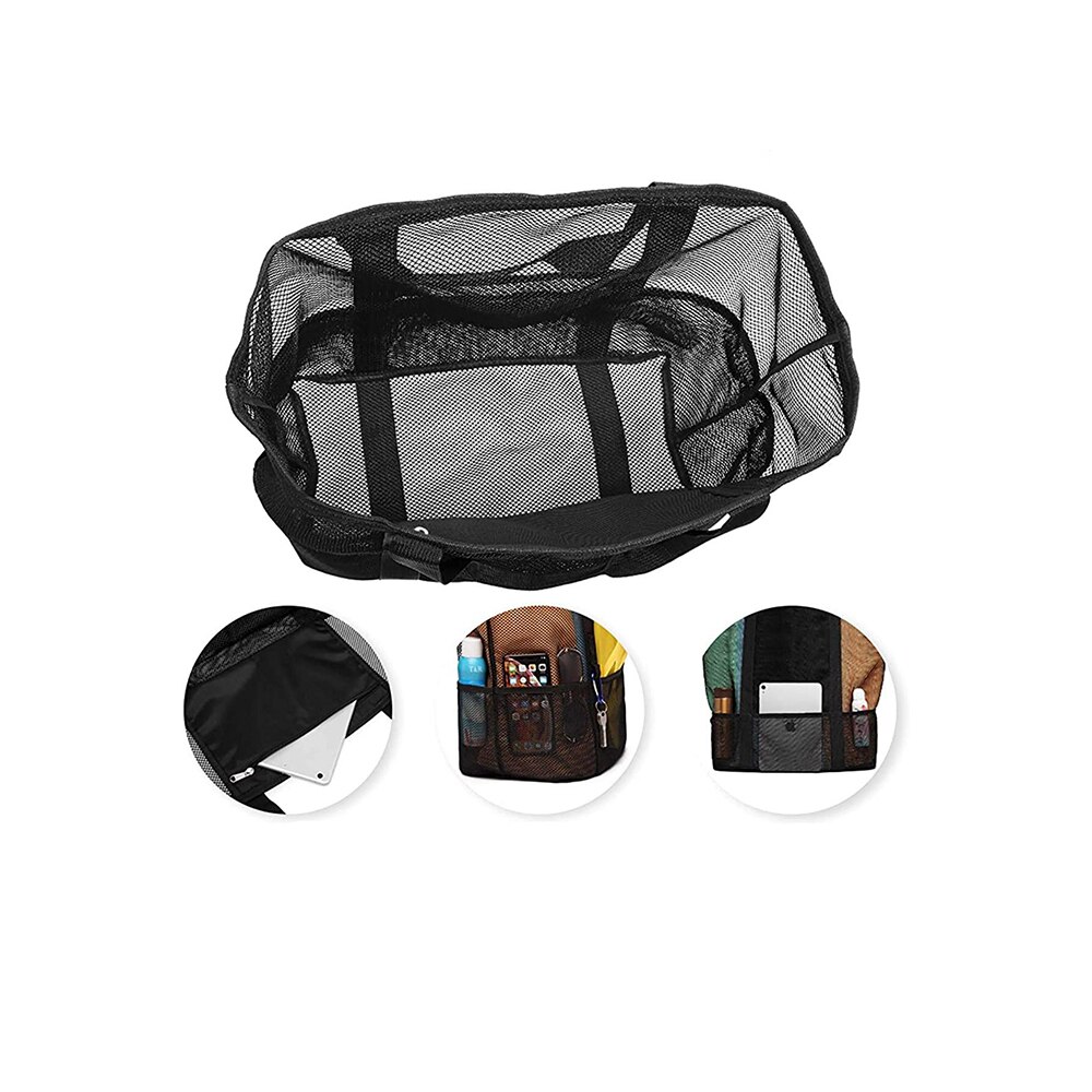 Geanta de plaja cu multiple compartimente, Timburly, Negru, 45x40x20cm ...