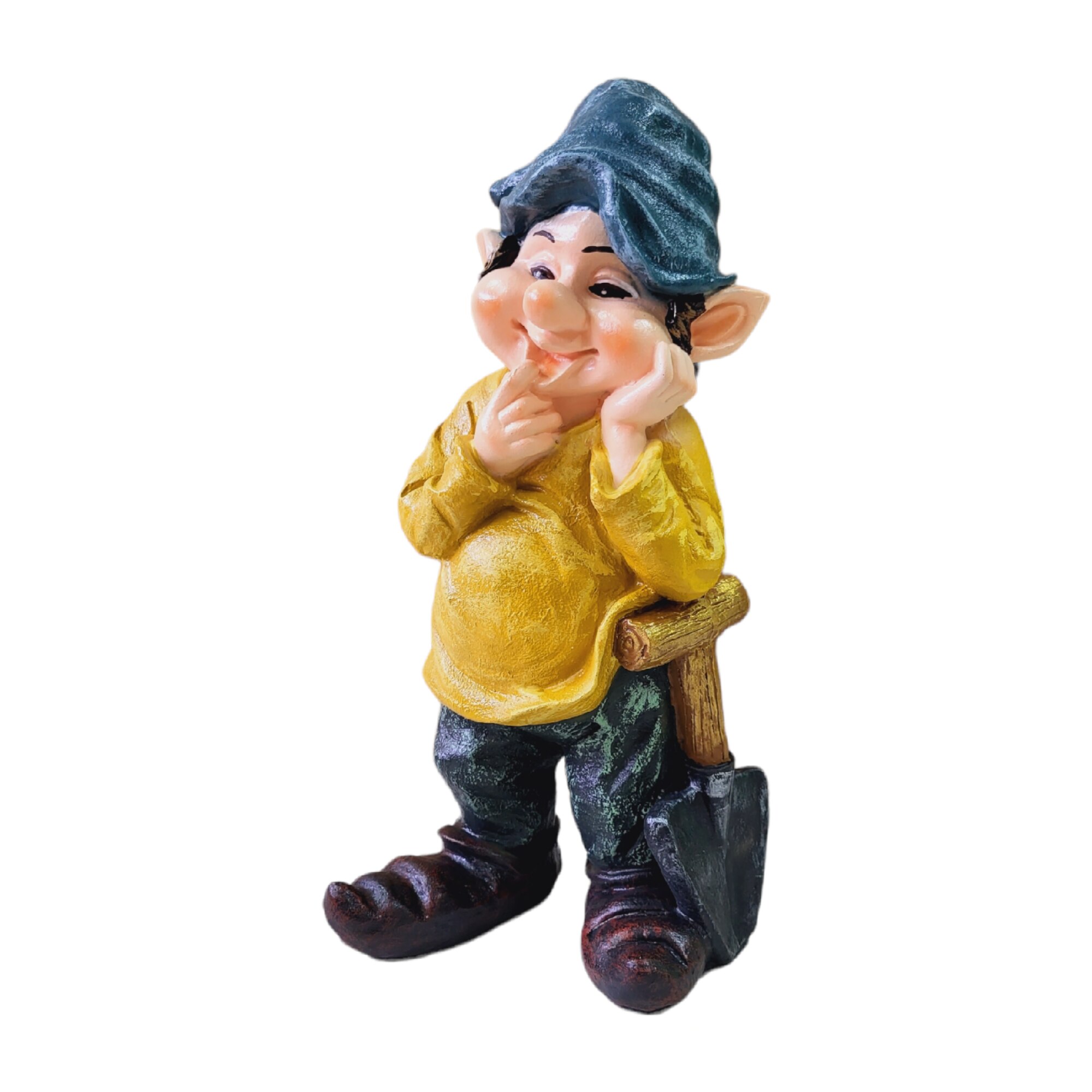 Figurina de gradina Piticul cu harlet, polystone, pictata manual ...