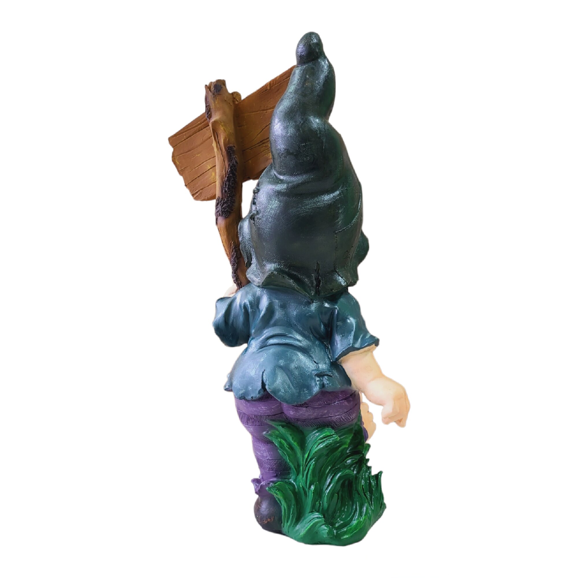 Figurina de gradina Piticul Welcome, polystone, pictata manual ...