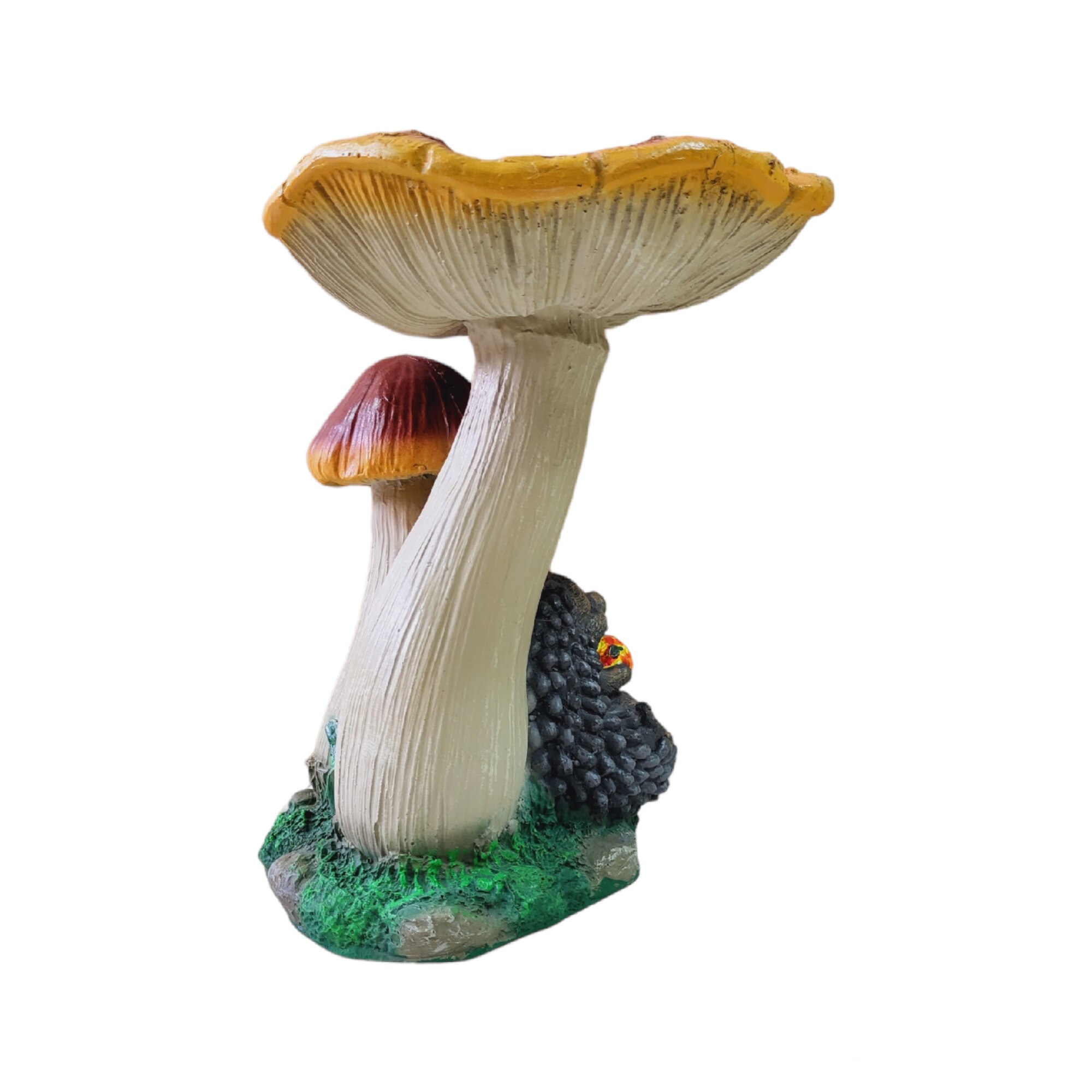 Figurina de gradina Ariciul cu Ciuperci, polystone, pictata manual ...