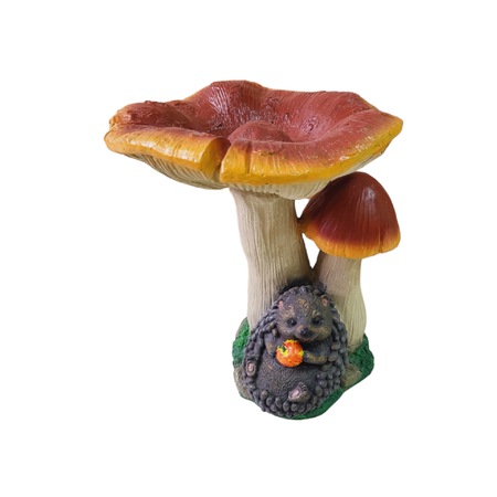 Figurina de gradina Ariciul cu Ciuperci, polystone, pictata manual ...