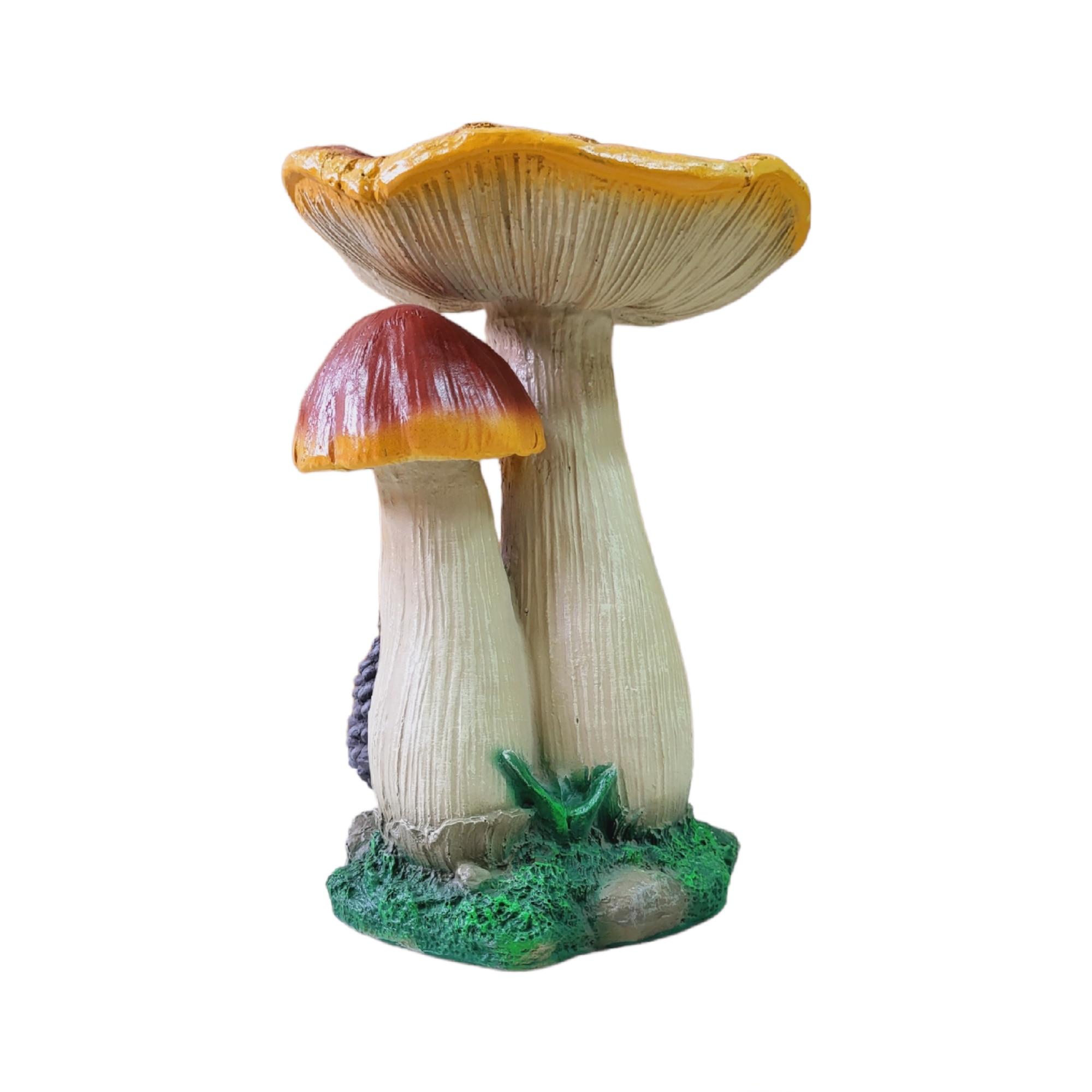 Figurina de gradina Ariciul cu Ciuperci, polystone, pictata manual ...