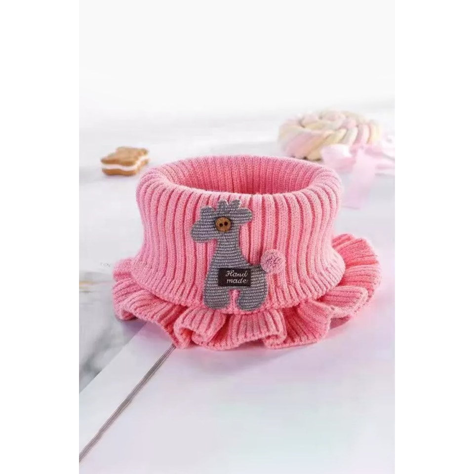 Fular copii, tip guler rulat, model girafa, roz, EFAYN - eMAG.ro