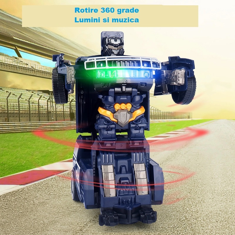 Masina Robot de Politie 2 in 1, Cu muzica si lumini, Transformare ...