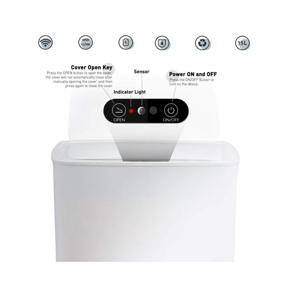 Cos de gunoi automat cu senzor, pentru bucatarie sau baie, capacitate ...