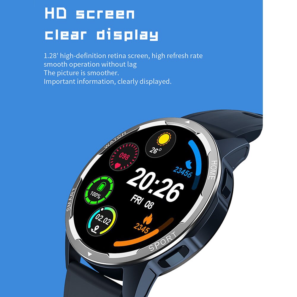 Smartwatch T5 Max, Bluetooth 5.2, 1.28'', 220mAh, Albastru inchis - eMAG.ro