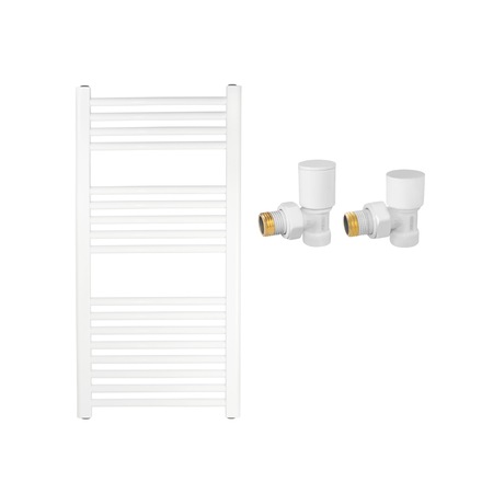Set radiator baie drept 450 X 1200 mm cu robineti tur - retur alb Ferro ...