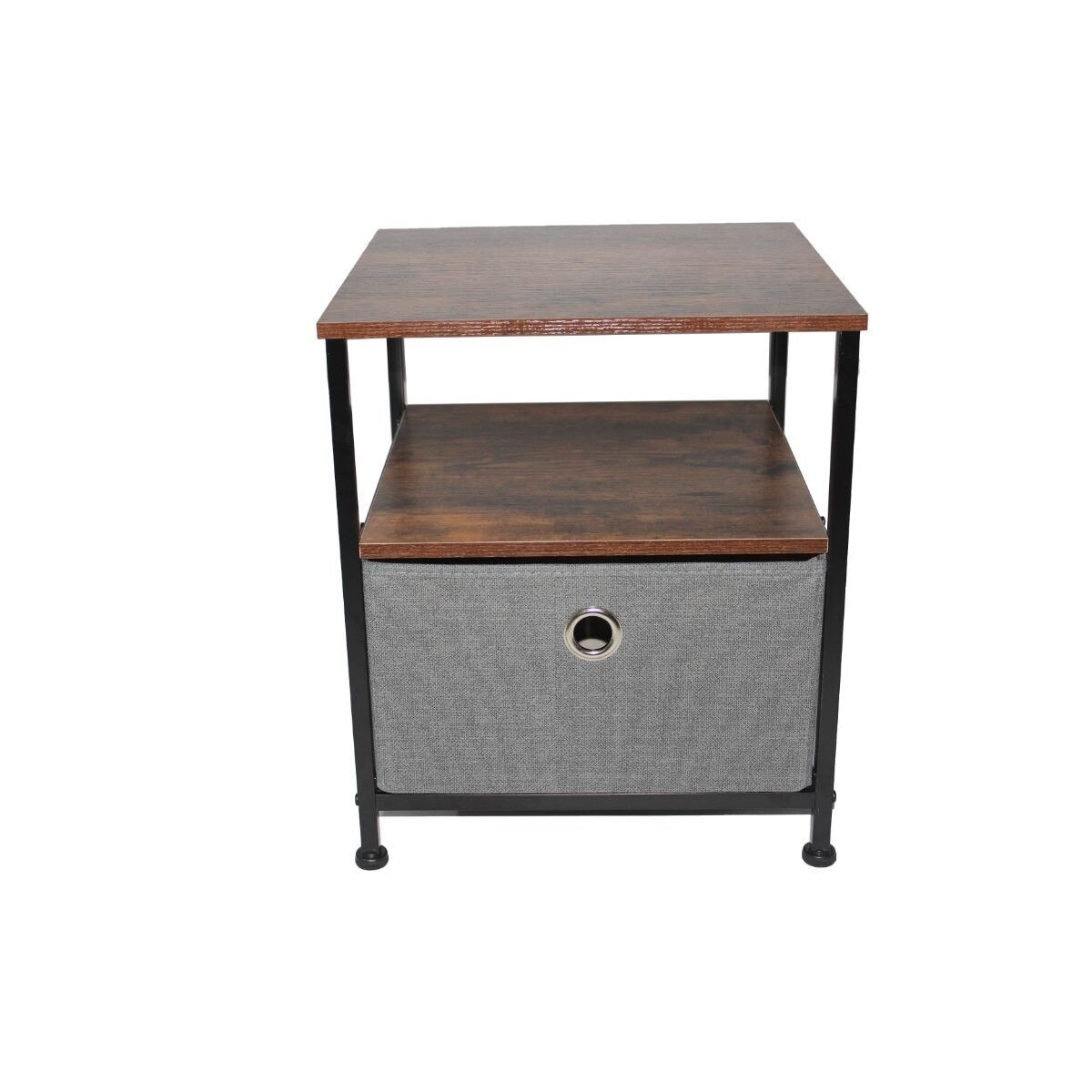 Comoda gri cu 1 sertar material textil, cadru metalic, blat MDF, 41 x ...