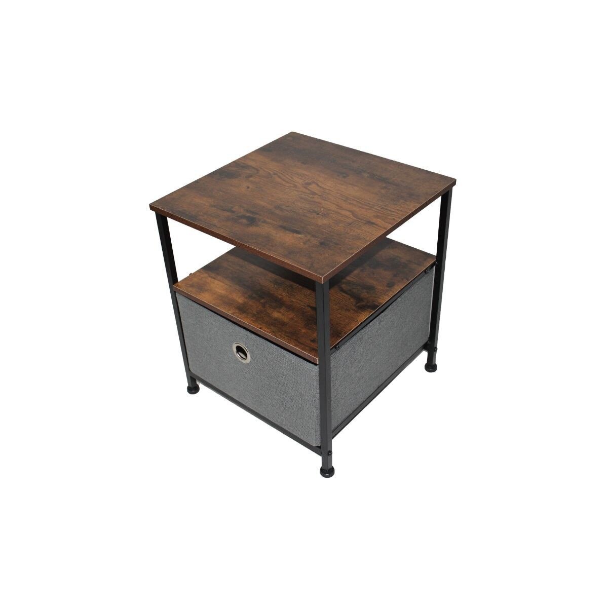 Comoda gri cu 1 sertar material textil, cadru metalic, blat MDF, 41 x ...