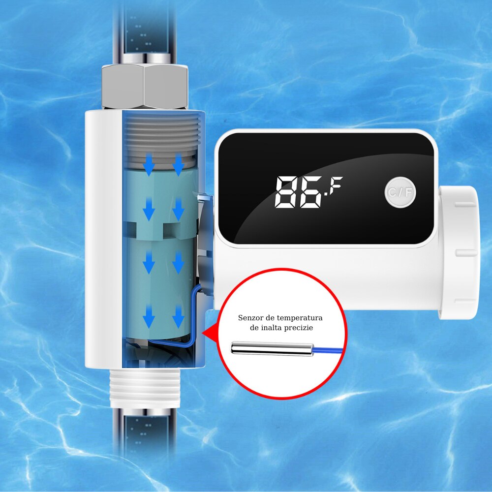 Termometru Digital pentru Apa, cu Afisare LED, Ecran Rotativ 360 ...