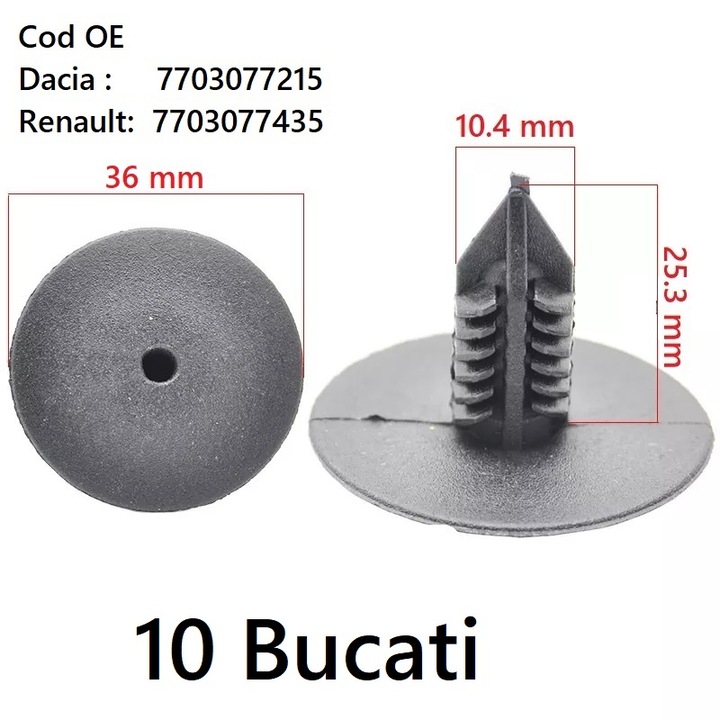 Set 10 bucati bumbi fixare carenaj Dacia Renault 7703077215 7703077435 ...