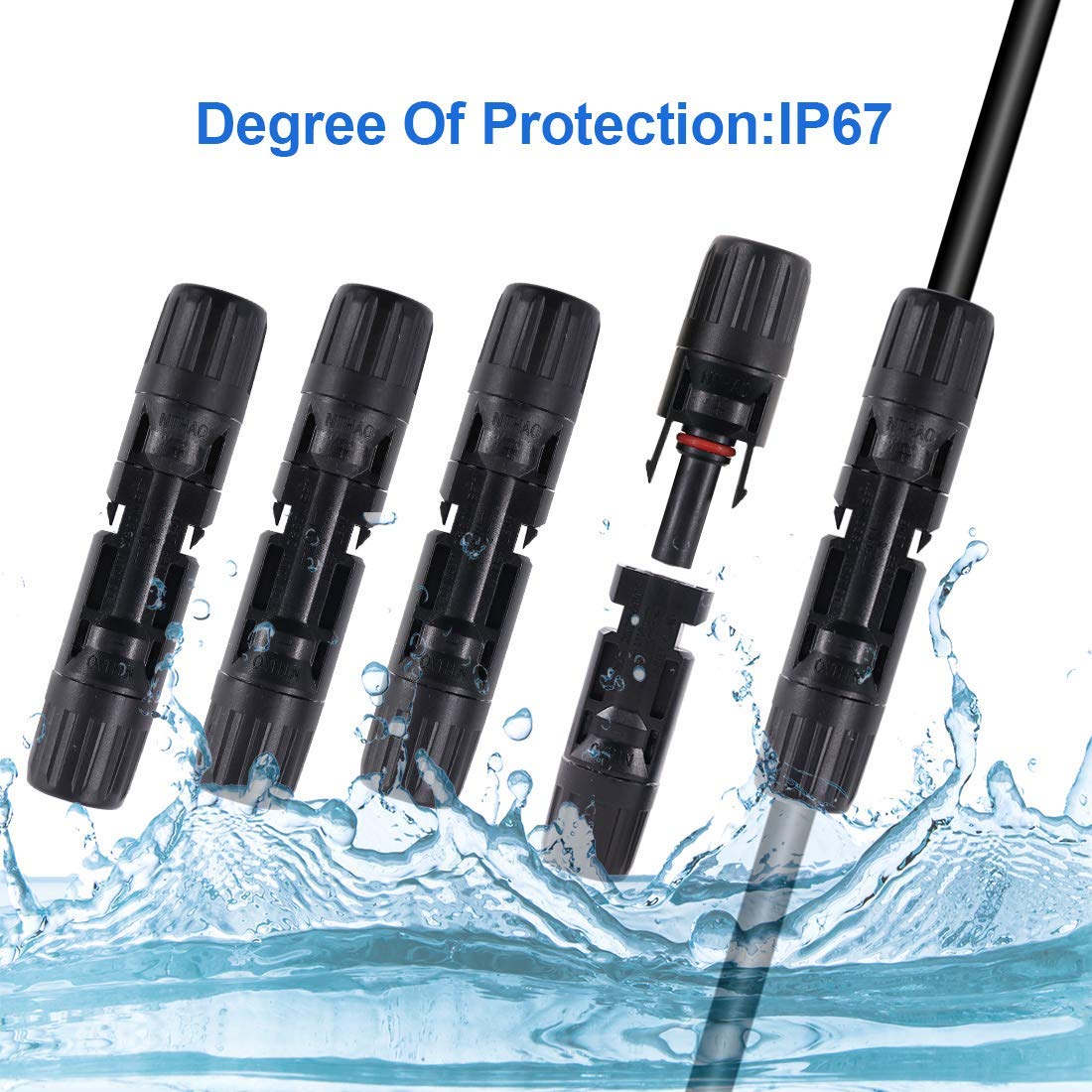 Set 20 mufe MC4, conectori panou solar mama/tata, cu chei speciale, IP67, pentru cablu solar 2.5 ...