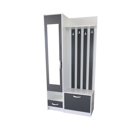 Cuier cu Dulap Andrei Alb / Gri, 100 x 37 x 200 cm - eMAG.ro