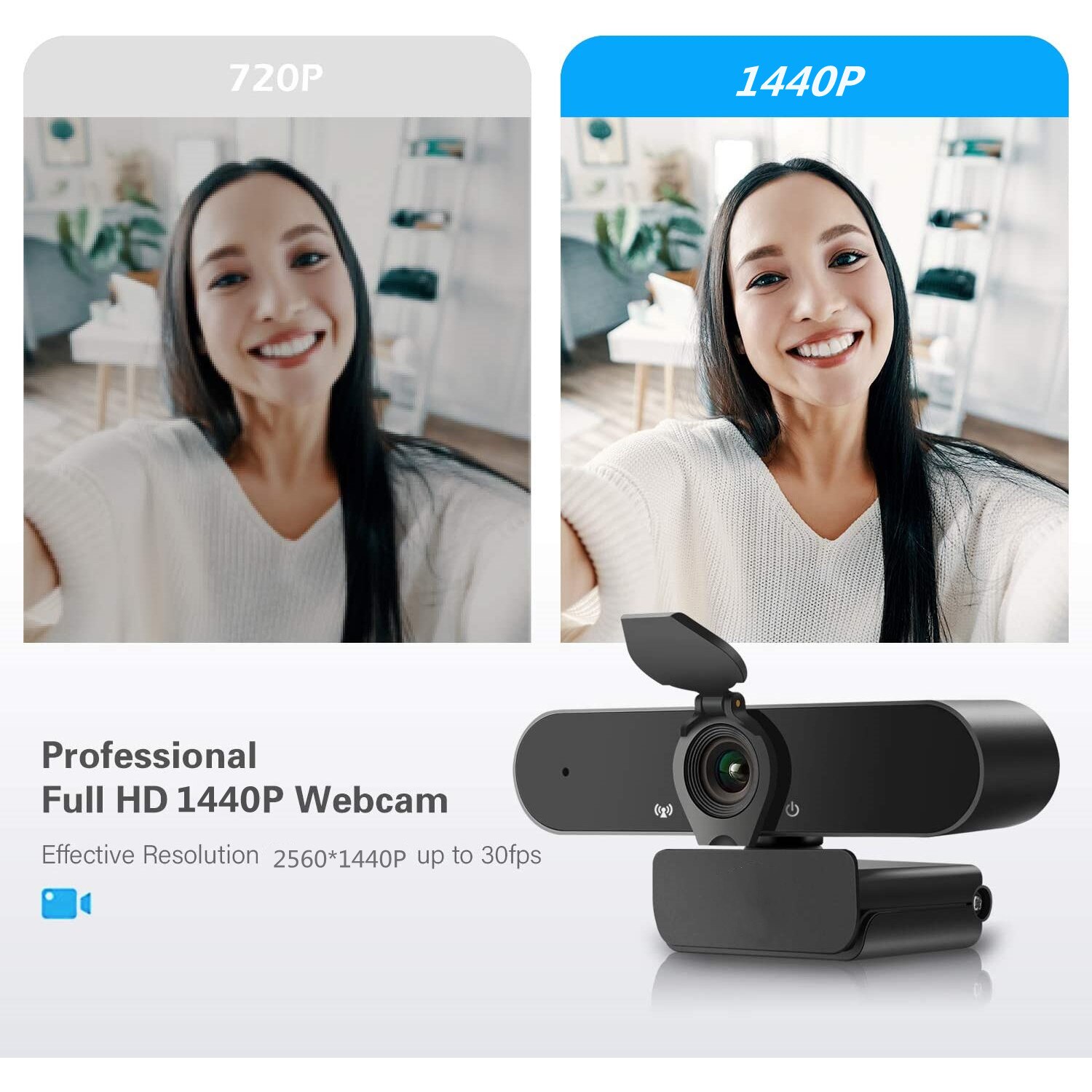 Camera Web, DYTIMEEM, KU112, Webcam Trigon 2K, Full HD 4MP, Rezolutie ...