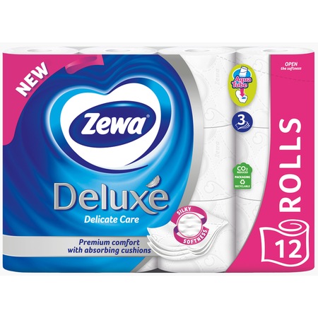 Zewa Deluxe Delicate Care Toalettpapír, 3 rétegű, 12 tekercs - eMAG.hu