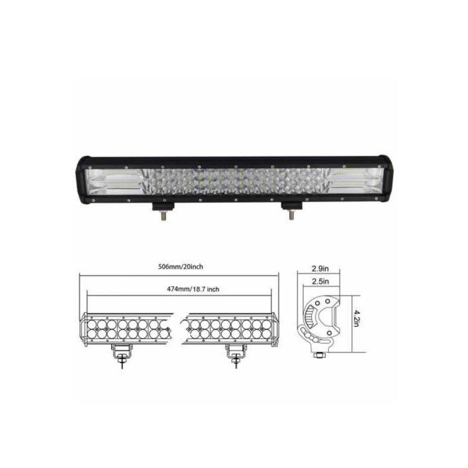 Set proiector auto led bar offroad utilaje atv camion 288w 51 cm si kit ...