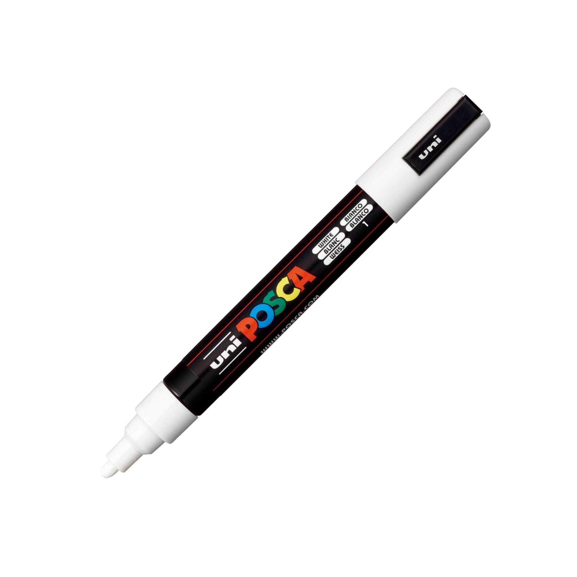 Marker UNI PC-5M Posca 1.8-2.5 mm, alb - eMAG.ro