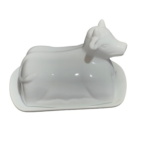 Untiera cu capac, Galzone Denmark, Model vacuta, Ceramica, 18x13x12.5 ...