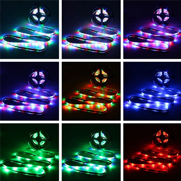 Banda LED, culori RGB, 10 Metri, 180 leduri, WIFI, adeziva, Bluetooth ...