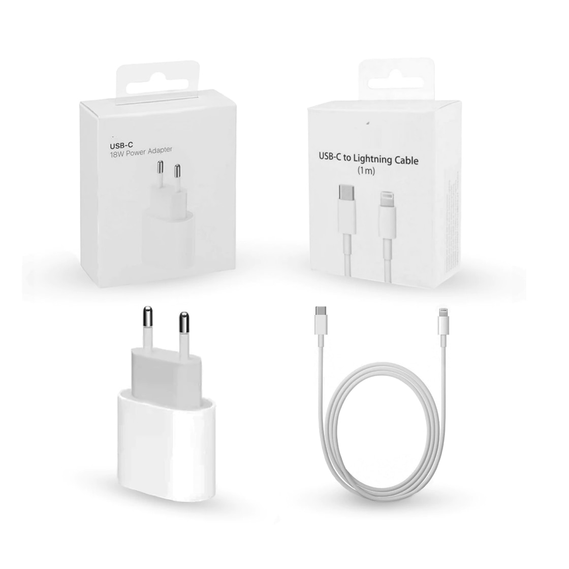 Set incarcator de 18w, pentru iPhone 12, 11, Fast Charge si cablu de ...
