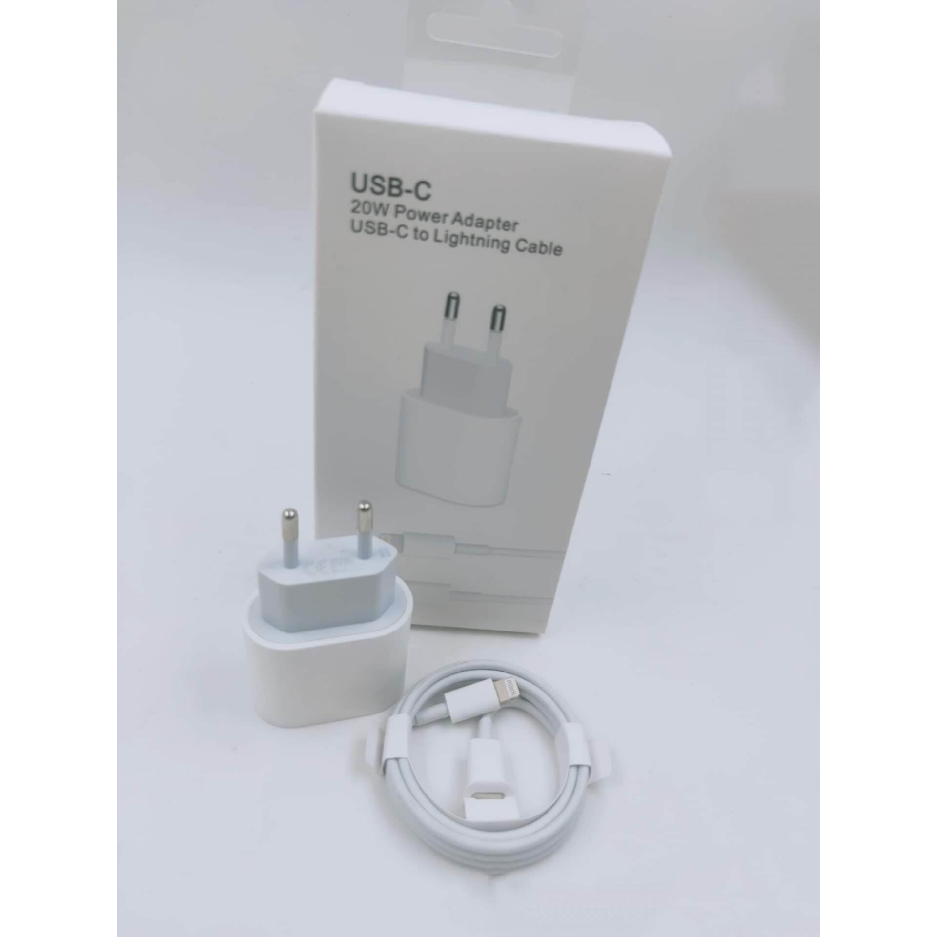 Set Incarcator USB-C 20W Fast Charger si cablu USB-C-Lightning ...