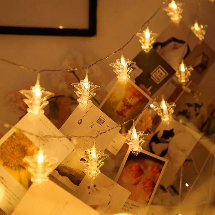 Комплект от 2 броя Инсталация за Коледа, с щипки, 2м, 10 светодиода, с ...