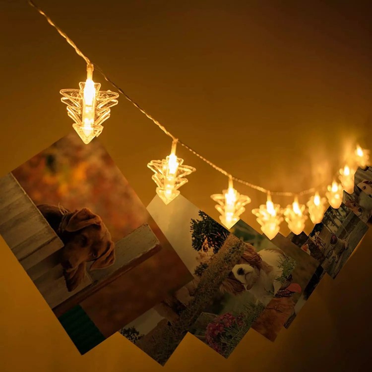 Комплект от 2 броя Инсталация за Коледа, с щипки, 2м, 10 светодиода, с ...